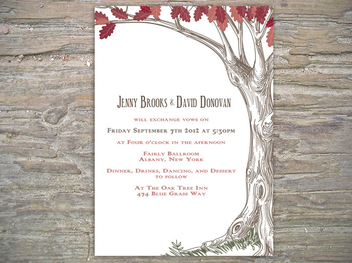 Autumn Rustic Tree Invitation - Printable Diy For Fall Wedding Or Event ...
