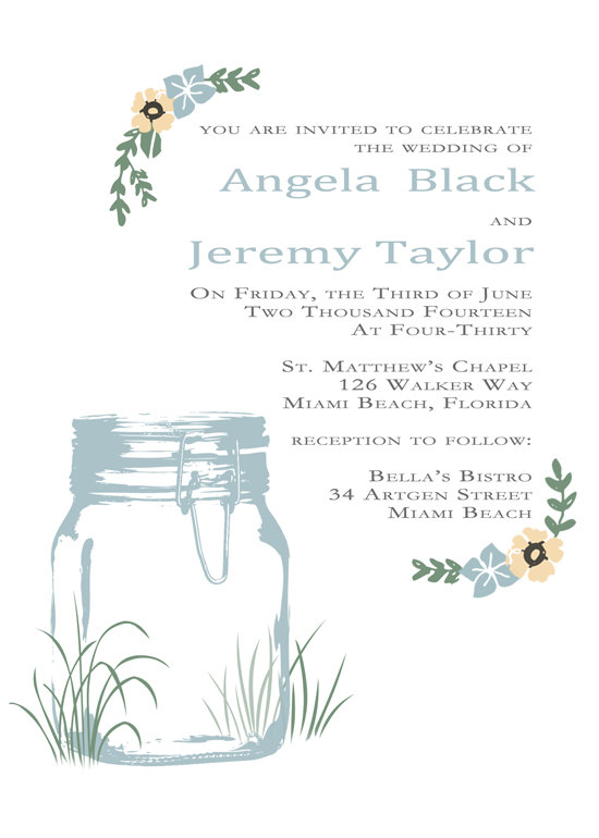 Rustic Mason Jar Invitation - Printable For Wedding Or Event on Luulla